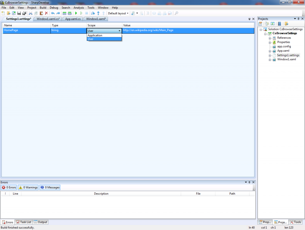 C# AppSettings: Saving User Preferences in a WPF Browser application ...